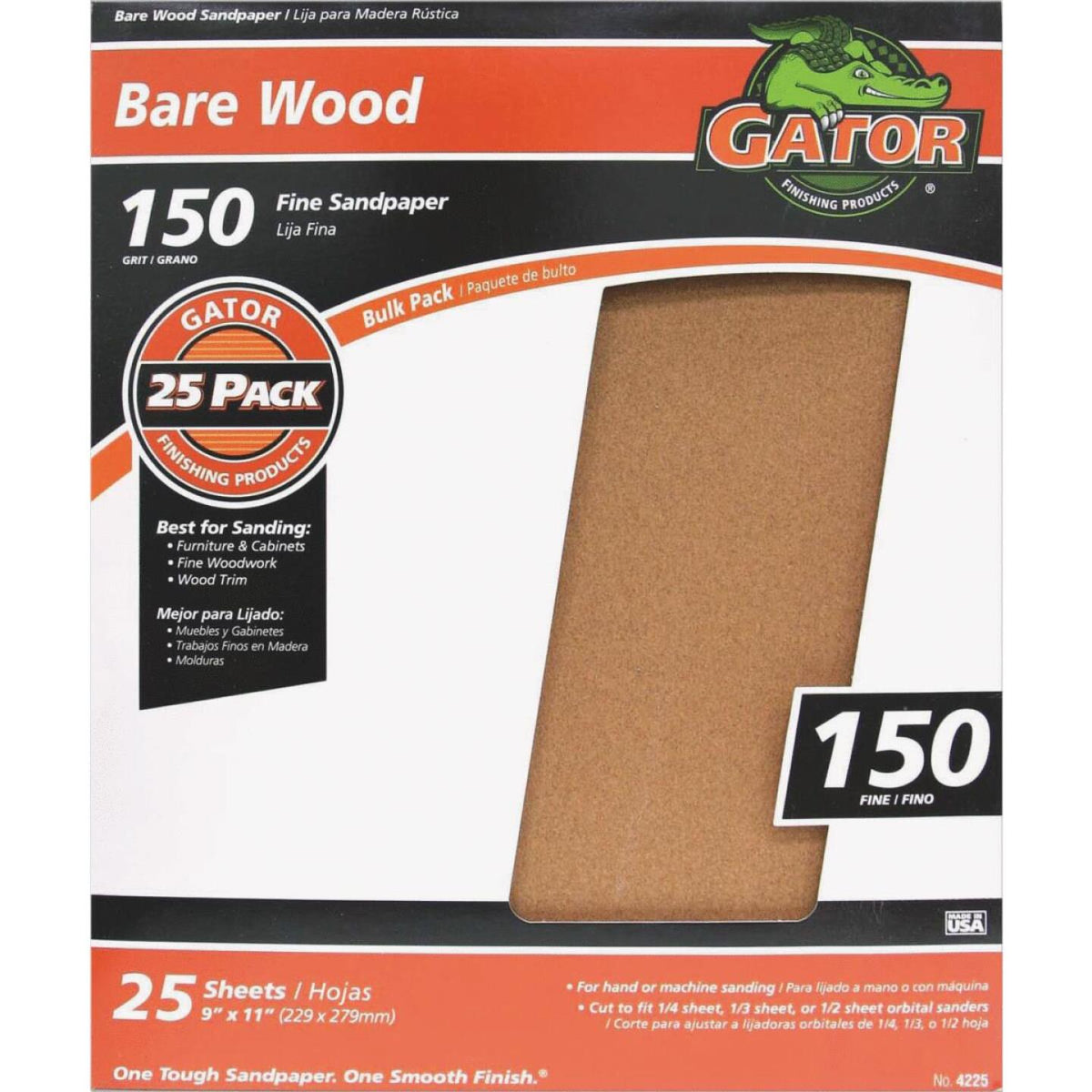 Gator Bare Wood 9 In. x 11 In. 150 Grit Fine Sandpaper (25-Pack ...