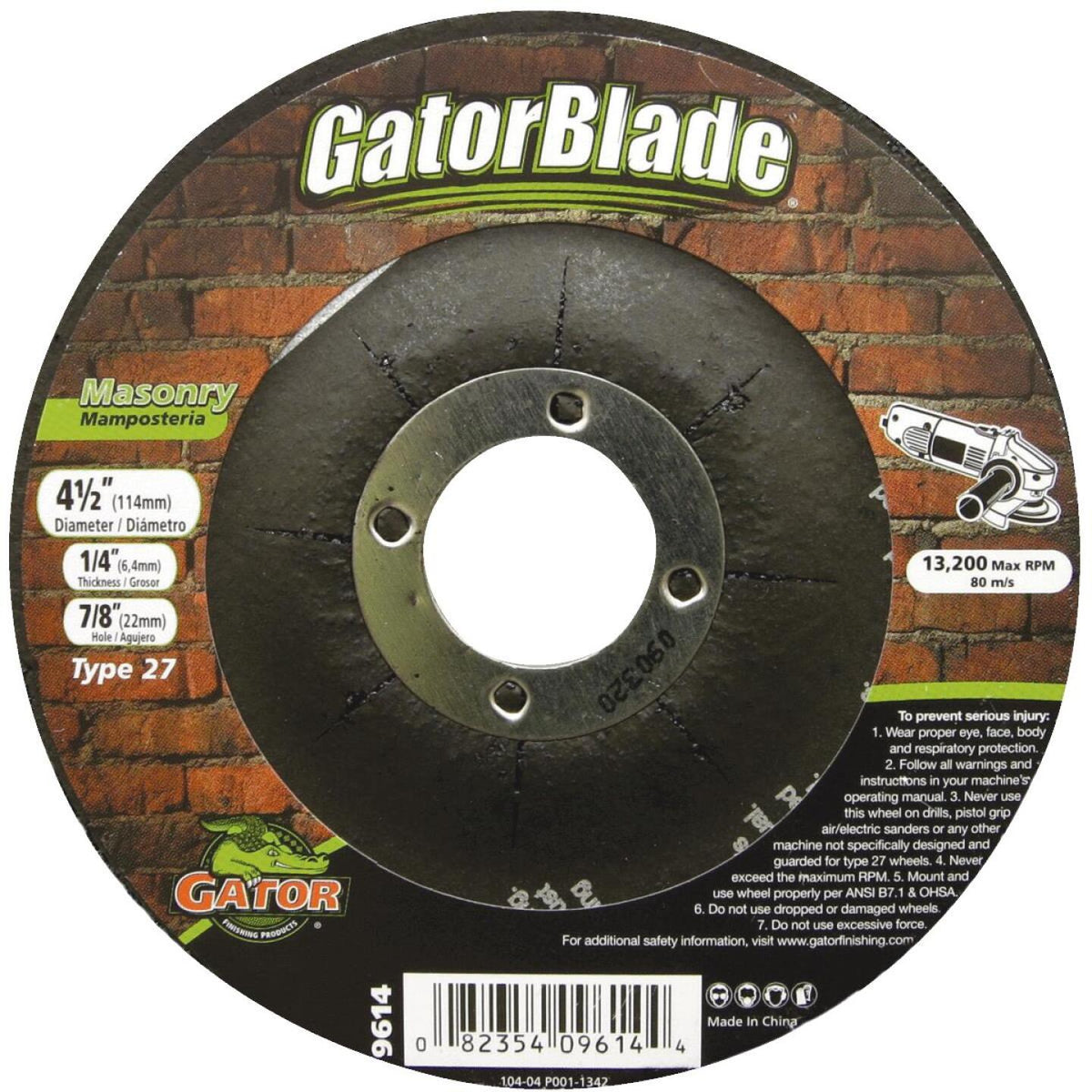Gator Blade Type 27 4-1/2 In. x 1/4 In. x 7/8 In. Masonry Cut-Off Wheel ...