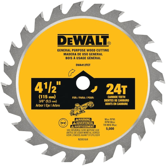 DeWalt 4-1/2 in 24T Carbide Tooth Wood Cutting Circular Saw - Serving ...
